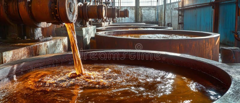 Industrial Process of Molten Iron Refining As Wastewater Flows into ...