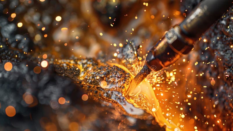 Molten Metal Welding Process with Sparks and Heat for Industrial Design ...