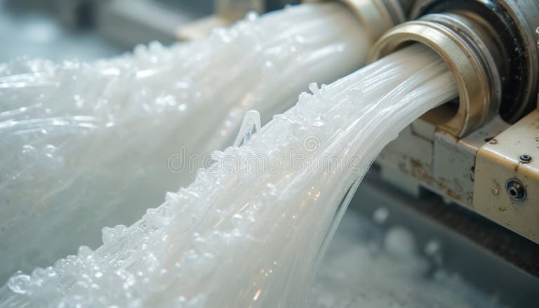 Molten Recycled Plastic Extrusion Process from Machine. Concept of ...