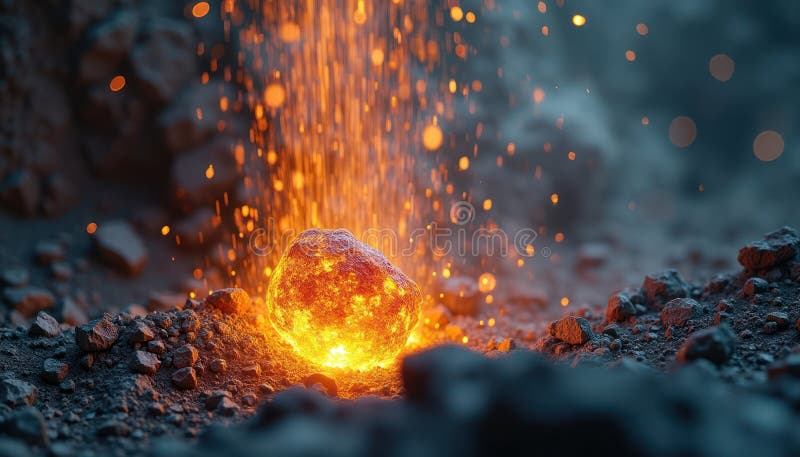 Molten Rock Bursts from Earth. Extraction Process Shows Intense Heat ...