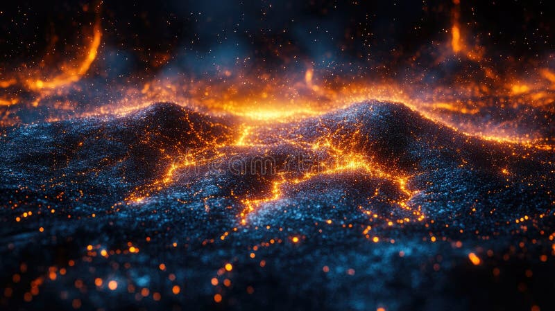 Molten Rock Glowing at Night, Fiery Texture Background Stock ...