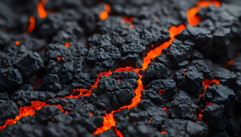 Molten Rock Surface: Cracks and Glowing Red Lava Stock Illustration ...
