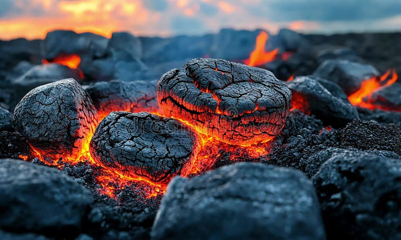 Molten Rocks Burning stock video. Video of destruction - 385688705