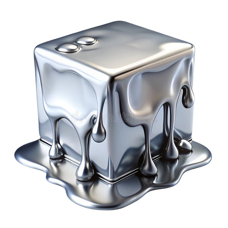 Molten Silver Cube Dripping Liquid Metal Molten Metal Stock ...