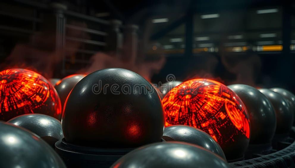 Molten Spheres: Industrial Processing and Technology Stock Illustration ...