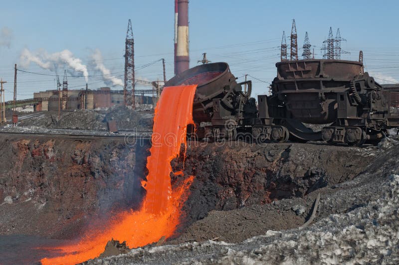 The Molten Steel is Poured into the Dump. Stock Photo - Image of molten ...