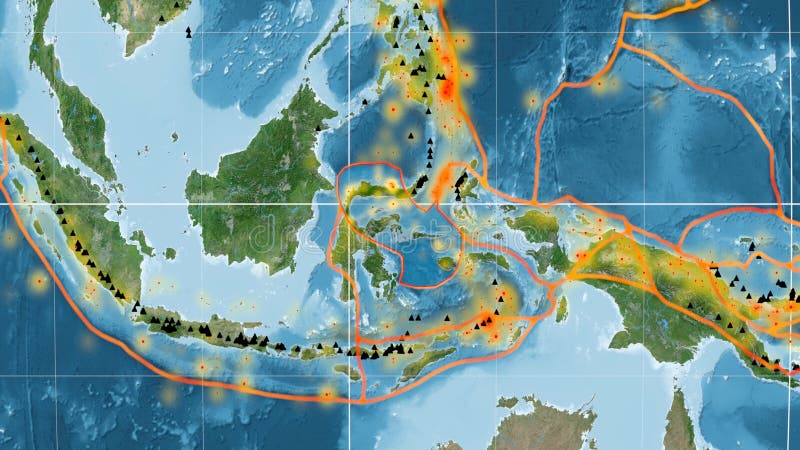 Molucca Sea Plate Outlined, Kavrayskiy Projection - Satellite Stock ...