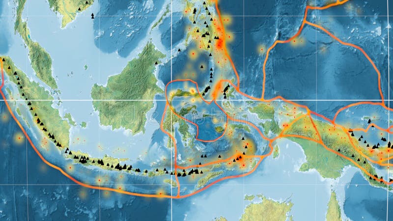 Molucca Sea Plate Outlined, Kavrayskiy Projection - Topographic Stock ...