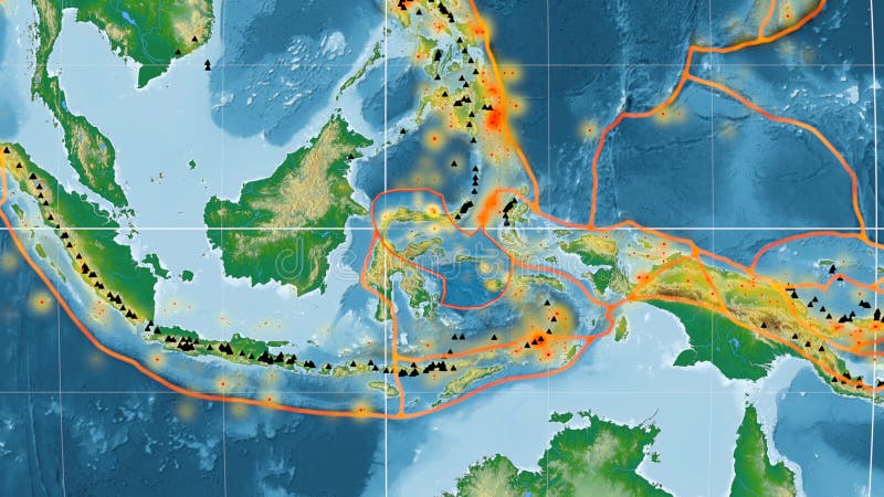 Molucca Sea Plate Outlined, Mollweide Projection - Physical Stock ...