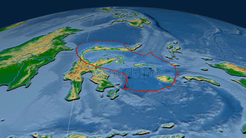 Molucca Sea Plate Outlined - Physical Stock Illustration - Illustration ...