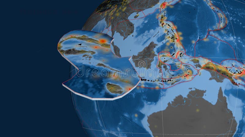Molucca Sea Plate Presented - Topo and Bathy Stock Illustration ...