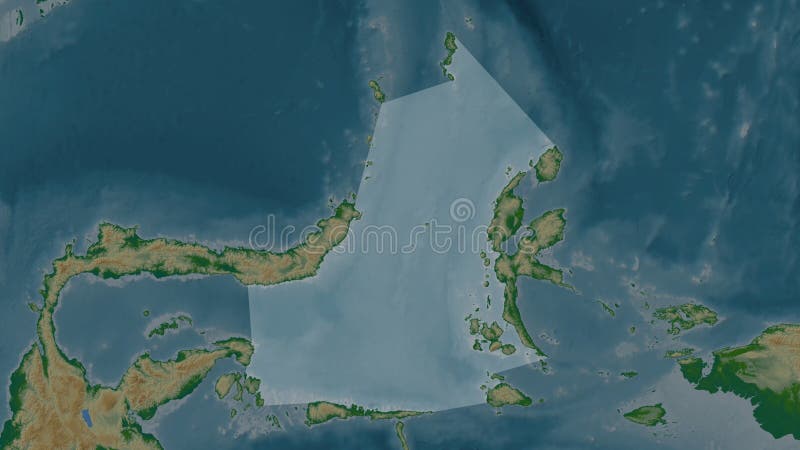 Molukka Sea Highlighted. Physical Map Stock Illustration - Illustration ...