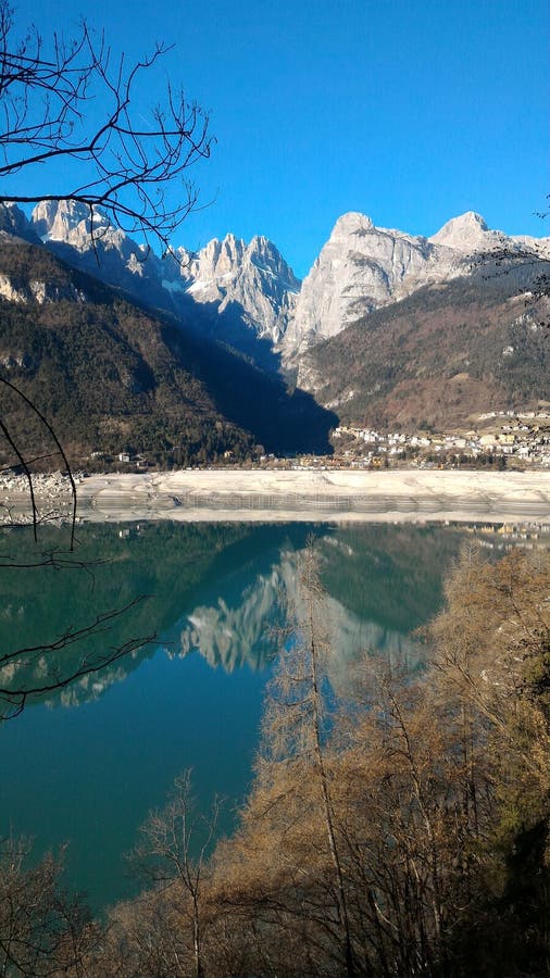 Molveno Sea/Italy stock image. Image of view, sulla, molvenoitaly ...