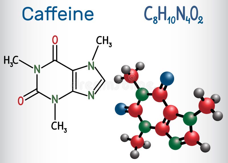 Molécule De Caféine Mode Structurel De Formule Chimique Et De Molécule ...