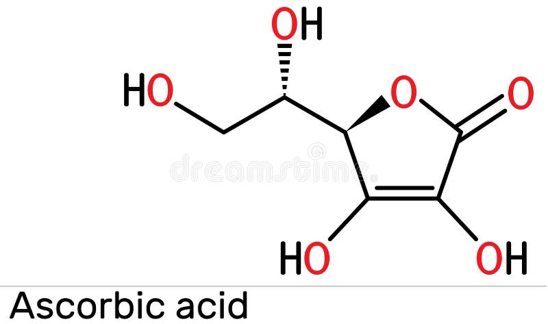 Molécule De Vitamine C C6h8o6 D'acide Ascorbique. Additif E300. Formule Chimique Structurelle ...