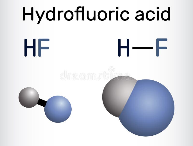 Molécule Hf D'hydrofluorure D'acide Fluorhydrique. C'est La Solution De Fluorure D'hydrogène ...