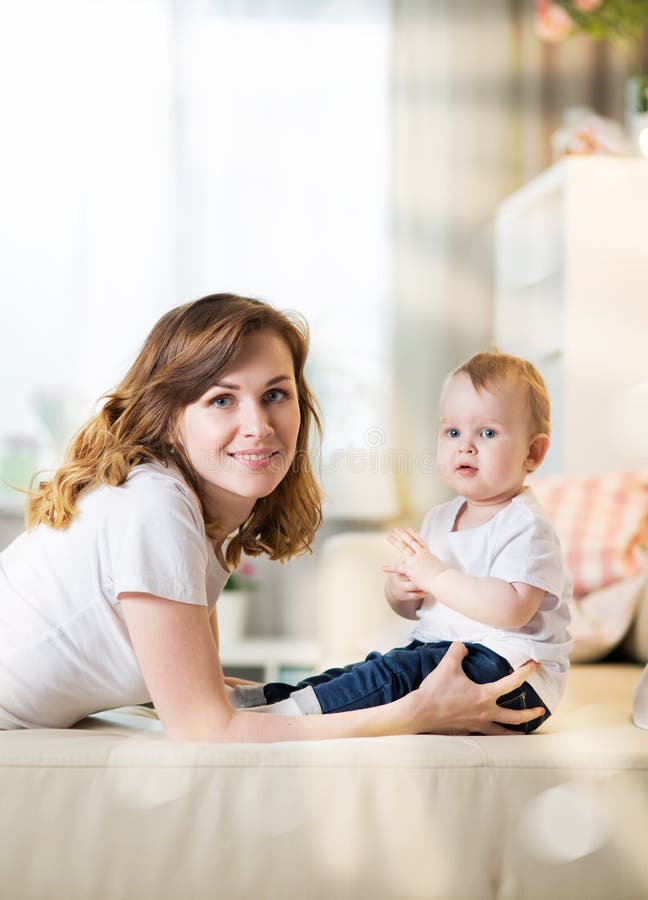 Mom with a Baby Eleven Months Old Stock Image - Image of interior ...