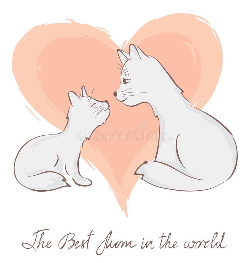 Mom cat and kitten son stock vector. Illustration of characters - 37958283