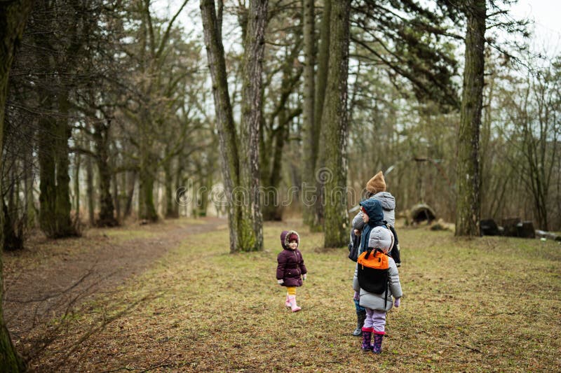 Mom and Children in the Forest after Rain Together Stock Image - Image ...