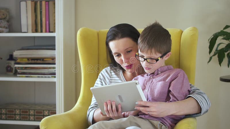 Mom and Son Talking at Webcam Camera Making Video Call Chatting Spbas ...