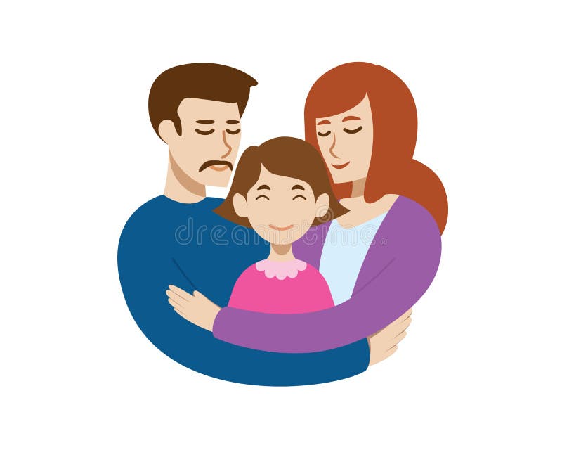 Mom and Dad Hugging Their Daughter Illustration Stock Vector ...