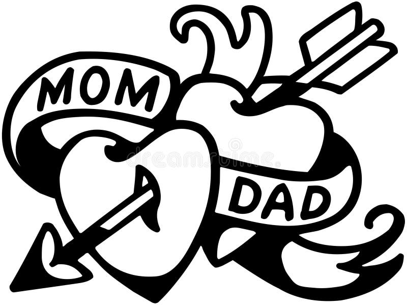 Mom and Dad Tattoo stock vector. Illustration of mothers - 42096162