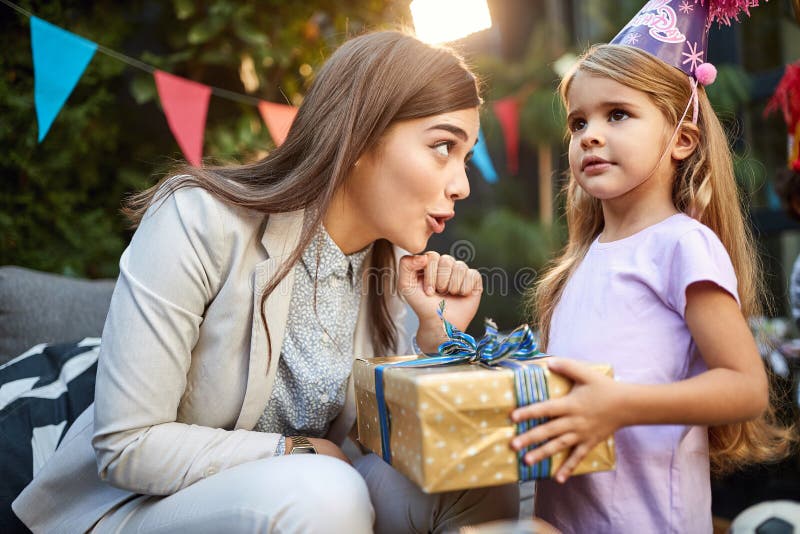 Mom with Daughter on Birthday Party Stock Image - Image of daughter ...