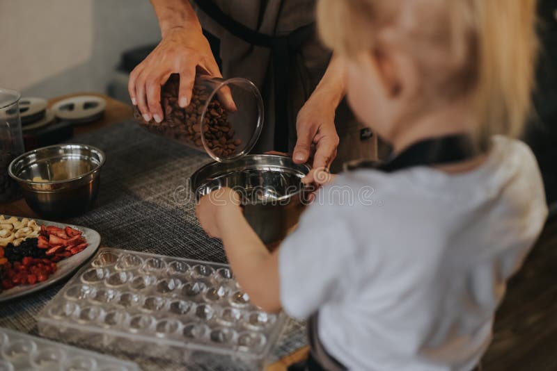Mom and Daughter Make Chocolate at Home Stock Photo - Image of family ...