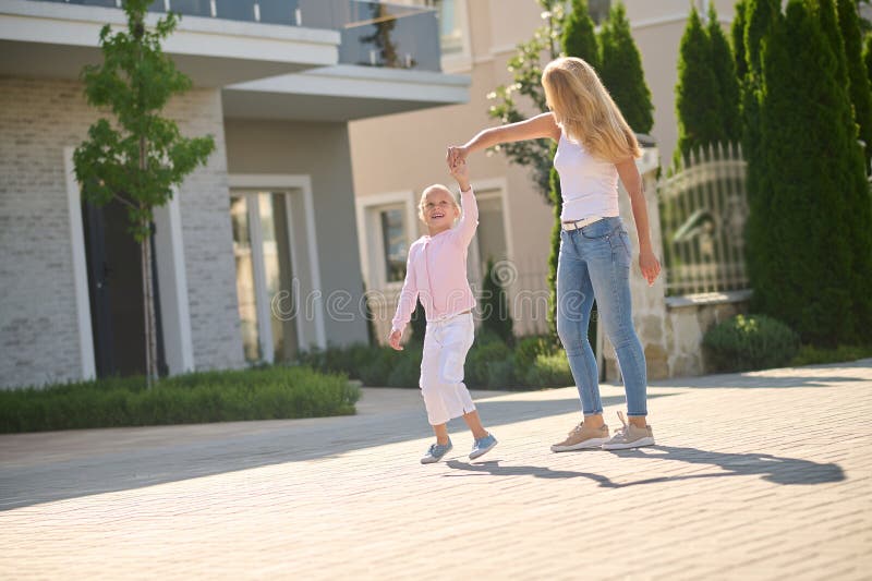 Mom and Daughter Spending Weekend Together and Having Fun Stock Photo ...