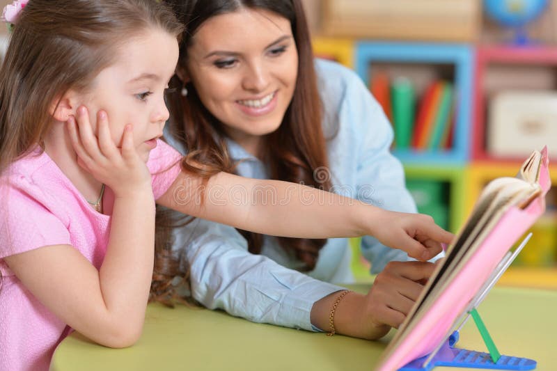 Mom and Daughter Study Togethe Stock Photo - Image of love, learning ...