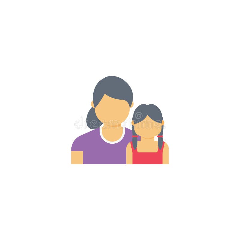 Mom Daughter Vector Flat Colour Icon Stock Illustration - Illustration ...