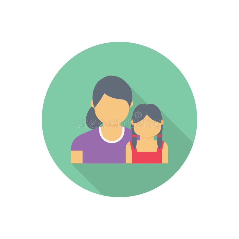 Mom Daughter Vector Flat Colour Icon Stock Vector - Illustration of ...