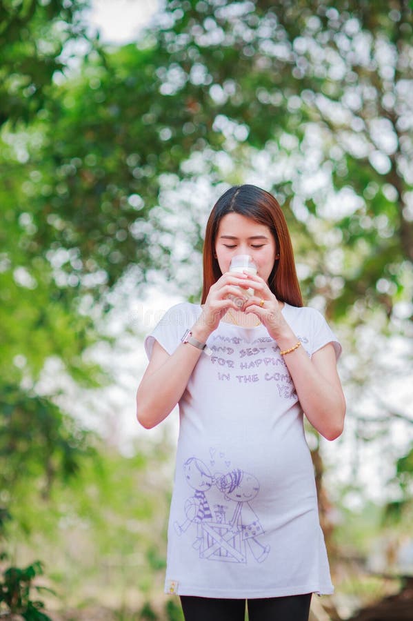 Mom Drinking Milk Relex Time Stock Photo - Image of expectant, dairy ...