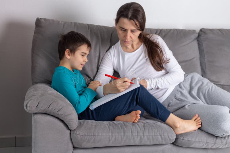 Parents Teaching Kids at Home, Learning and Studying Remotely, Stock ... Parents Teaching Kids at Home, Learning and Studying Remotely, Stock ...