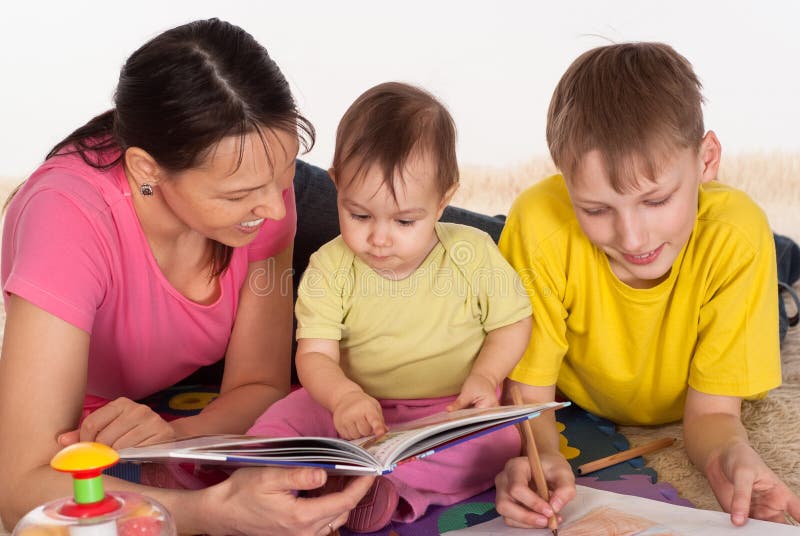Mom and her children stock image. Image of newborn, isolated - 19289227