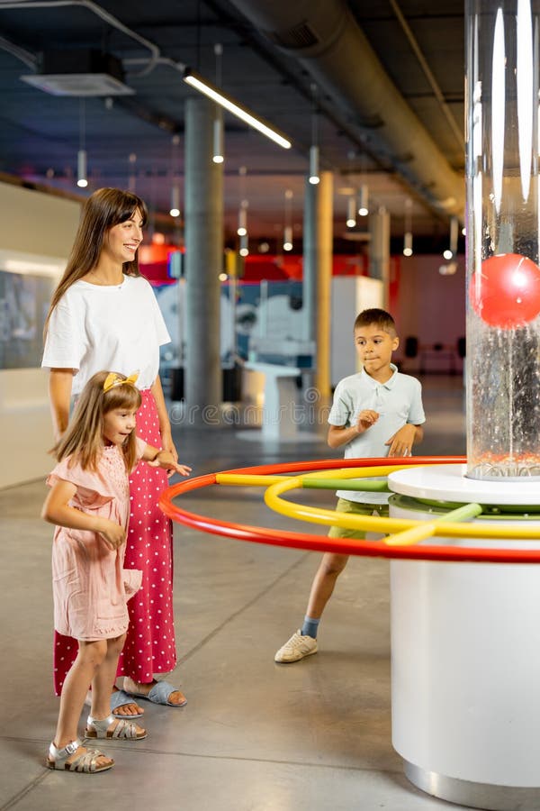 Mom with Kids Visit a Science Museum Stock Photo - Image of family ...