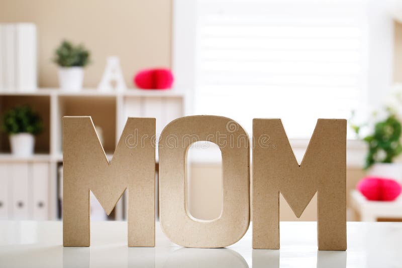 Mom Letter Blocks with Pink Carnation Flowers Stock Image - Image of ...