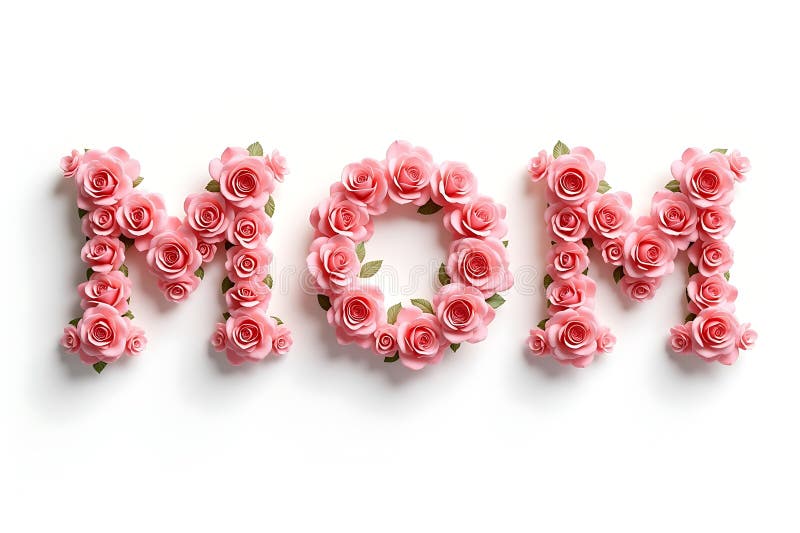 MOM Letters Made of Pink Roses Stock Illustration - Illustration of ...
