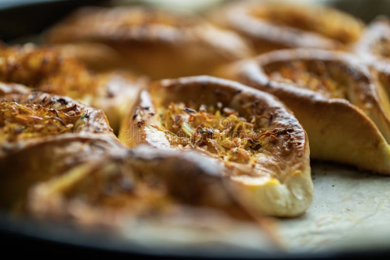 Mom S Home Baking. Buns with Cabbage on a Baking Tray Stock Image ...