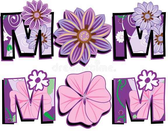 Mom Text 1 stock vector. Illustration of floral, pink - 13890686