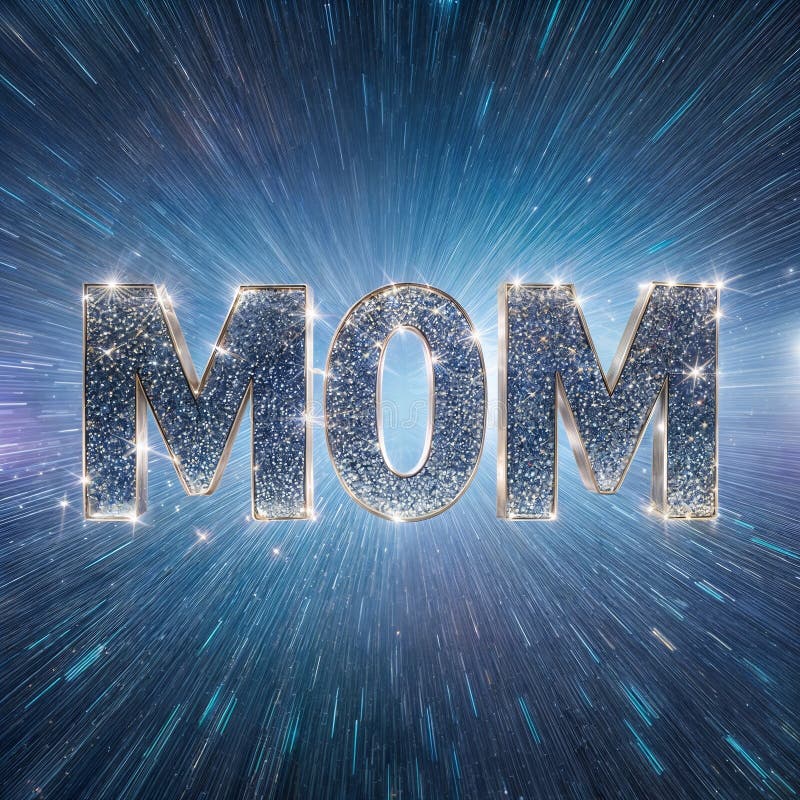 Mom Written in Big Shiny Silver Letters Stock Illustration ...