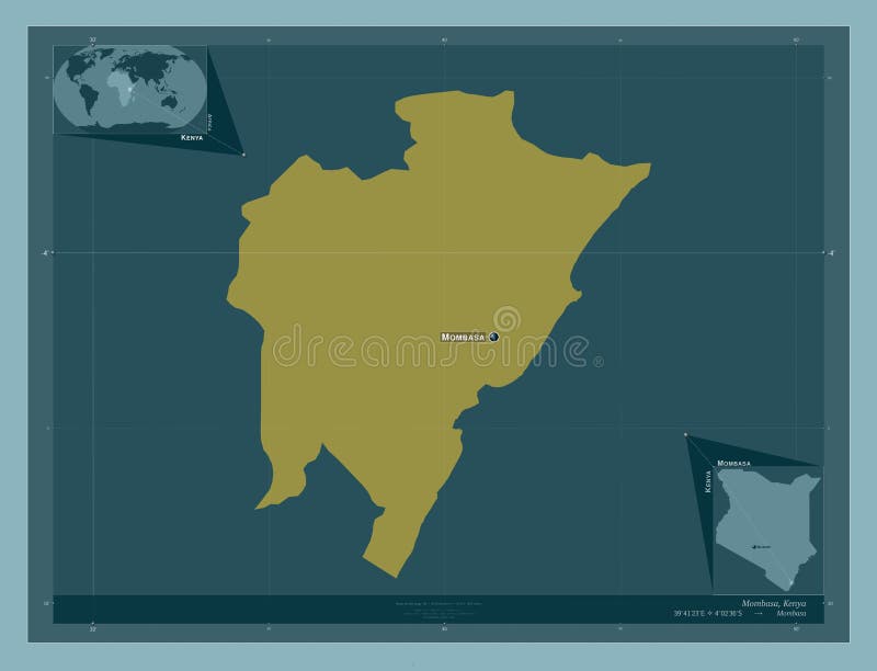 Mombasa, Kenya. Solid. Labelled Points of Cities Stock Illustration ...
