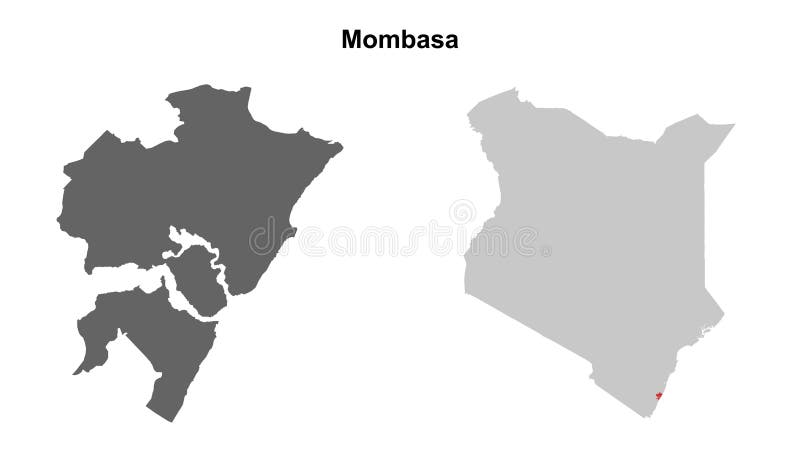 Mombasa outline map stock vector. Illustration of region - 379007222