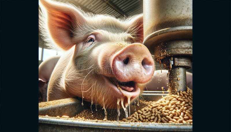 The Moment when a Pig Eats from a Feeder. Stock Photo - Image of snout ...