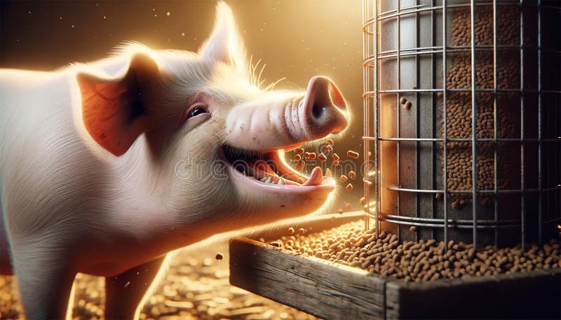 The Moment when a Pig Eats from a Feeder. Stock Image - Image of eating ...