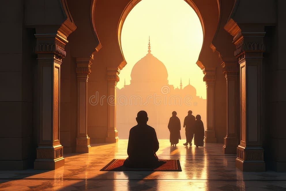 Moment of Ramadan Reflection Stock Illustration - Illustration of ...