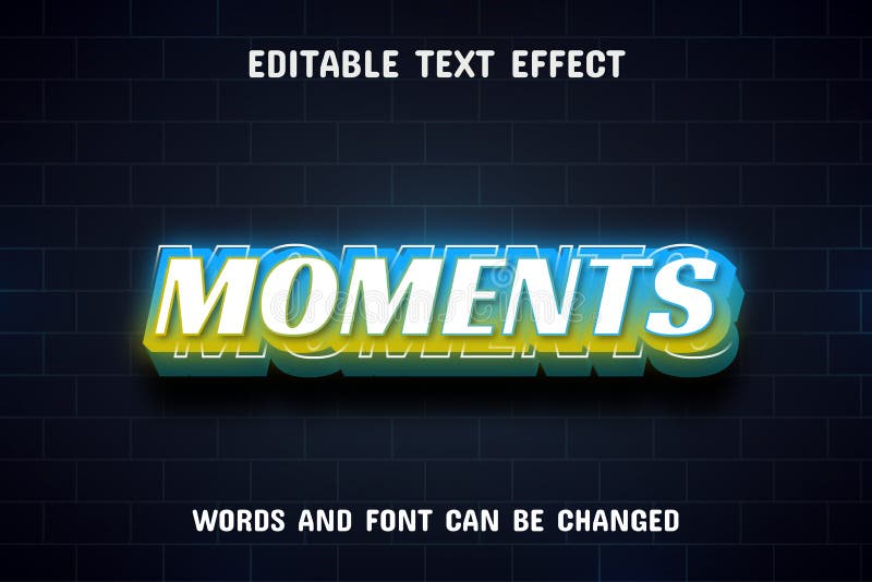 Moments Text - Editable Neon Text Effect Stock Illustration - Illustration of screenshot, brand ...