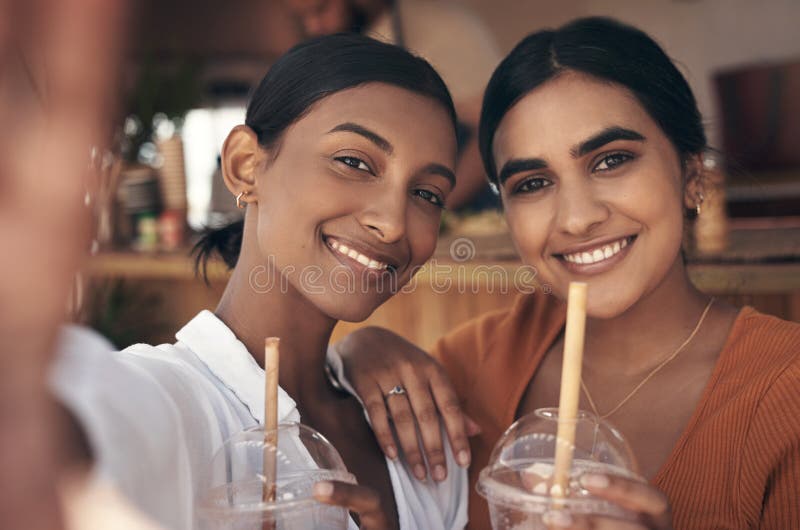 These are the Moments To Remember. Two Friends Taking Selfies while ...