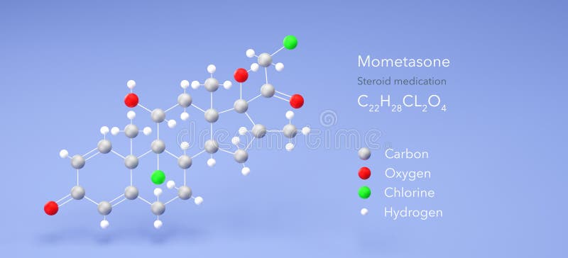 Mometasone Molecule, Molecular Structures, Mometasone Y 3 S, 3d Model ...