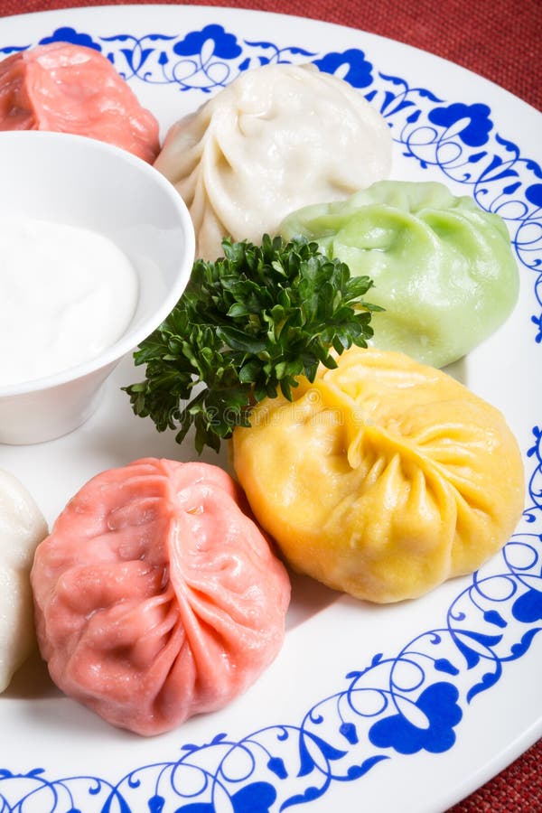 Momos in different colours stock photo. Image of nepalese - 73572676